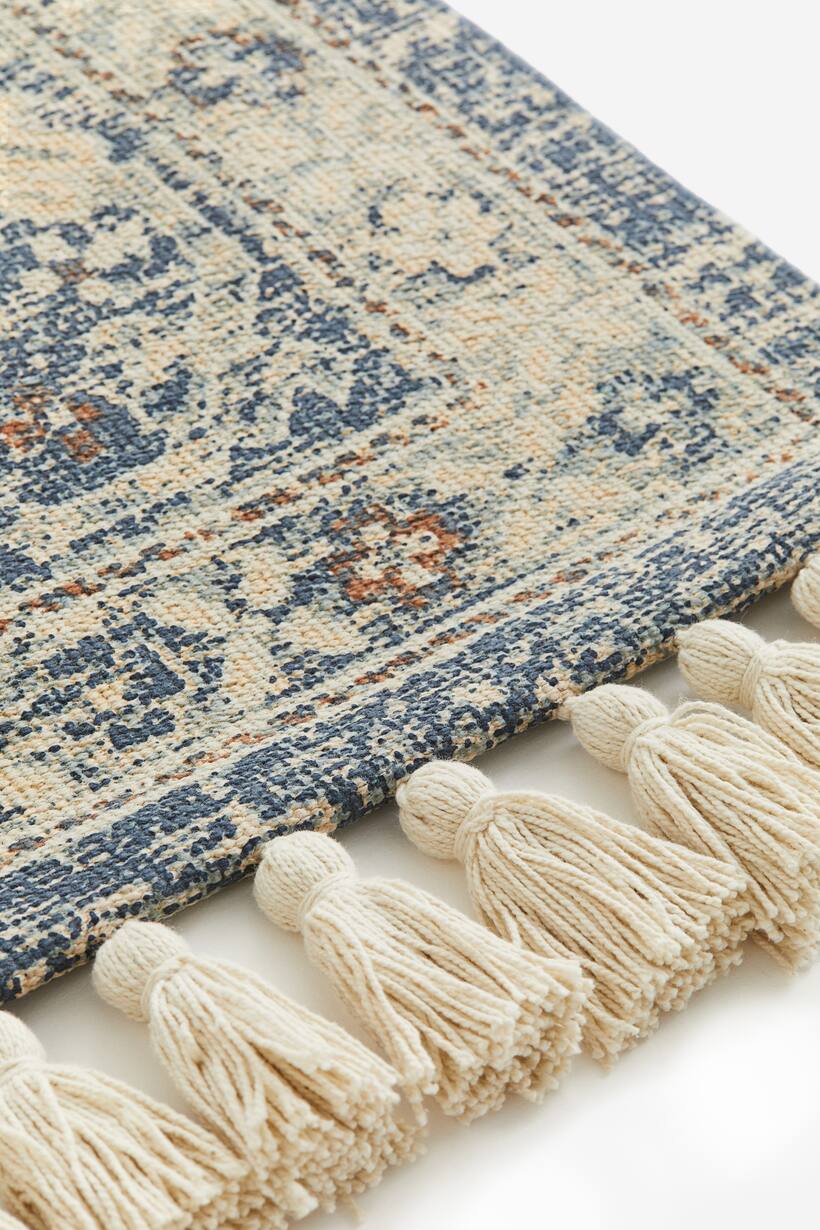 Patterned Rug with Fringe - Blue/patterned - Home All | H&M US