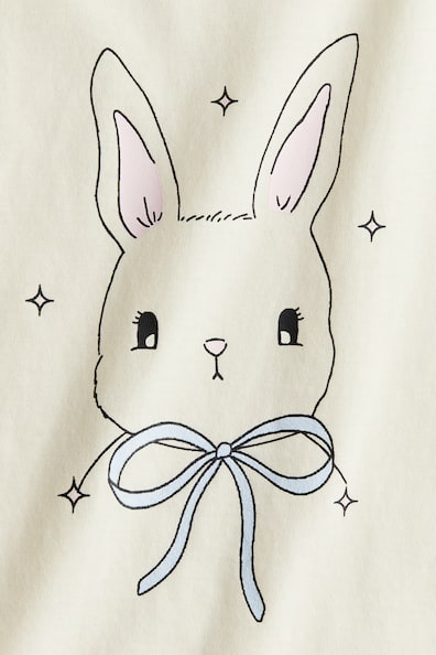 Light yellow/rabbit Printed Jersey Top for kids | H&M US