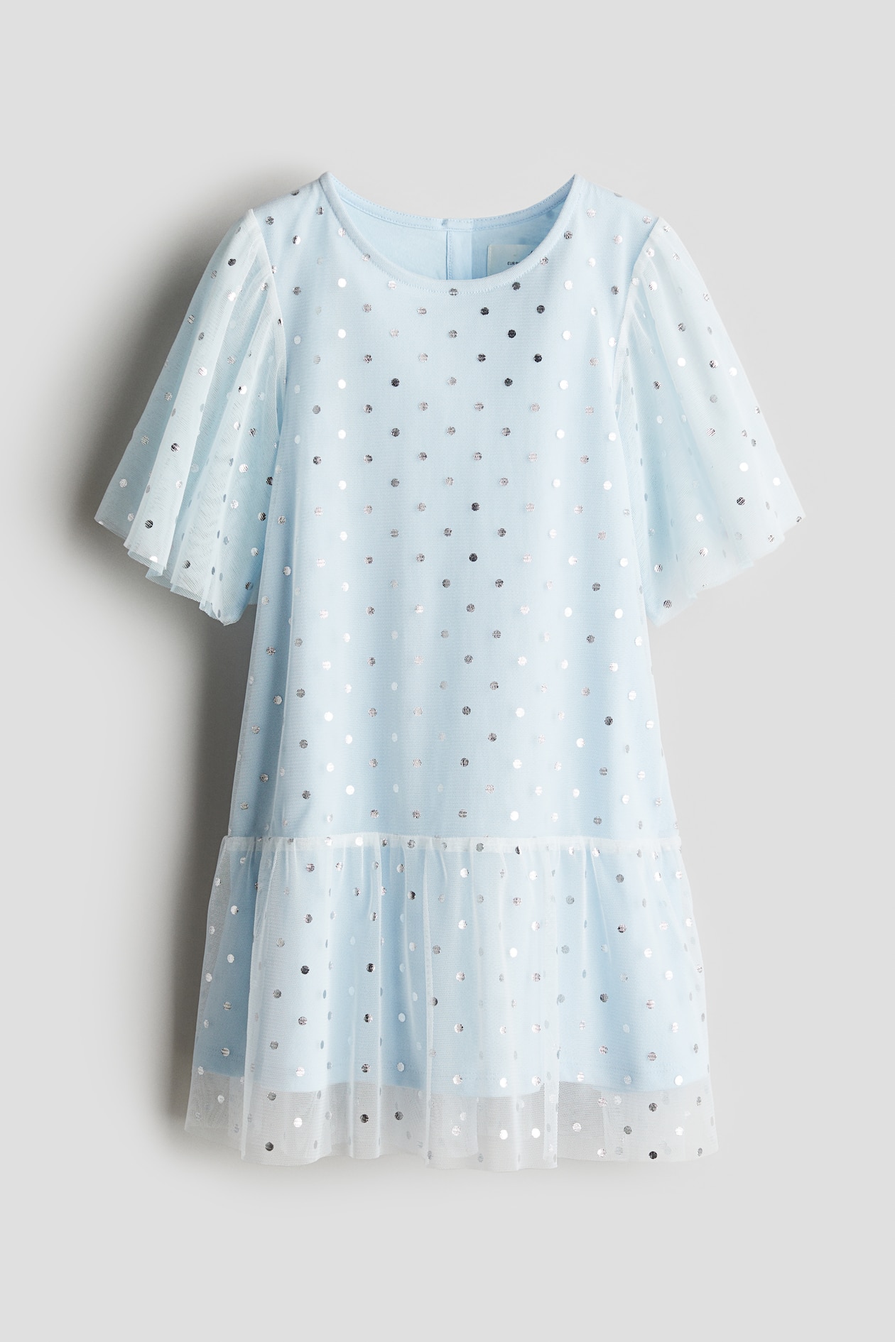 Light blue/Spotted Foil-print tulle dress for kids | H&M GB