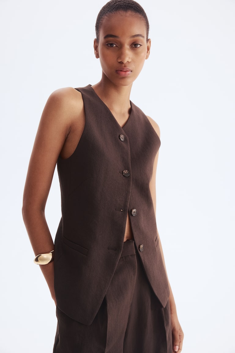 Women's Dark brown Long Vest | H&M US