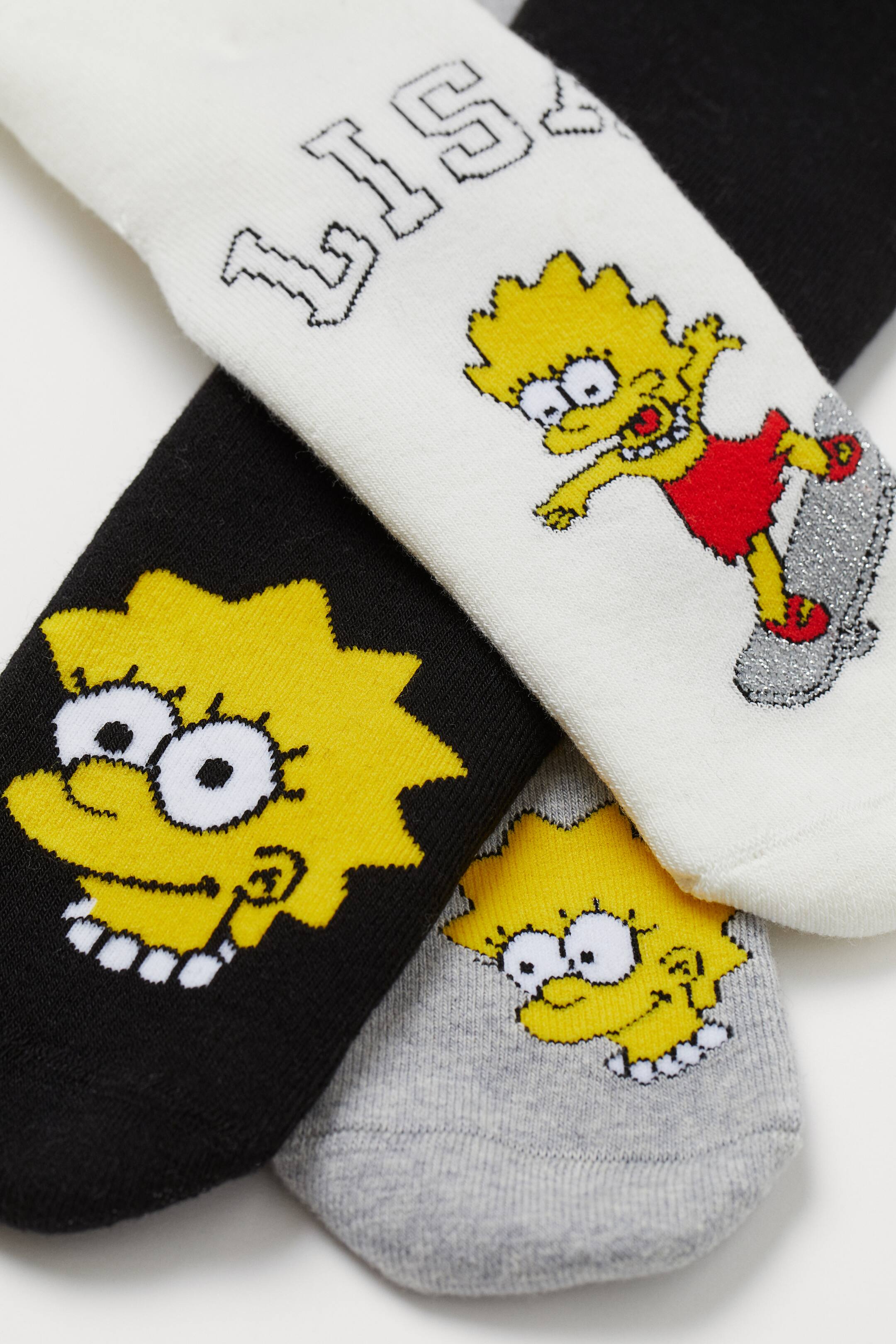 3-pack frottésokker - Naturhvit/The Simpsons - BARN | H&M NO