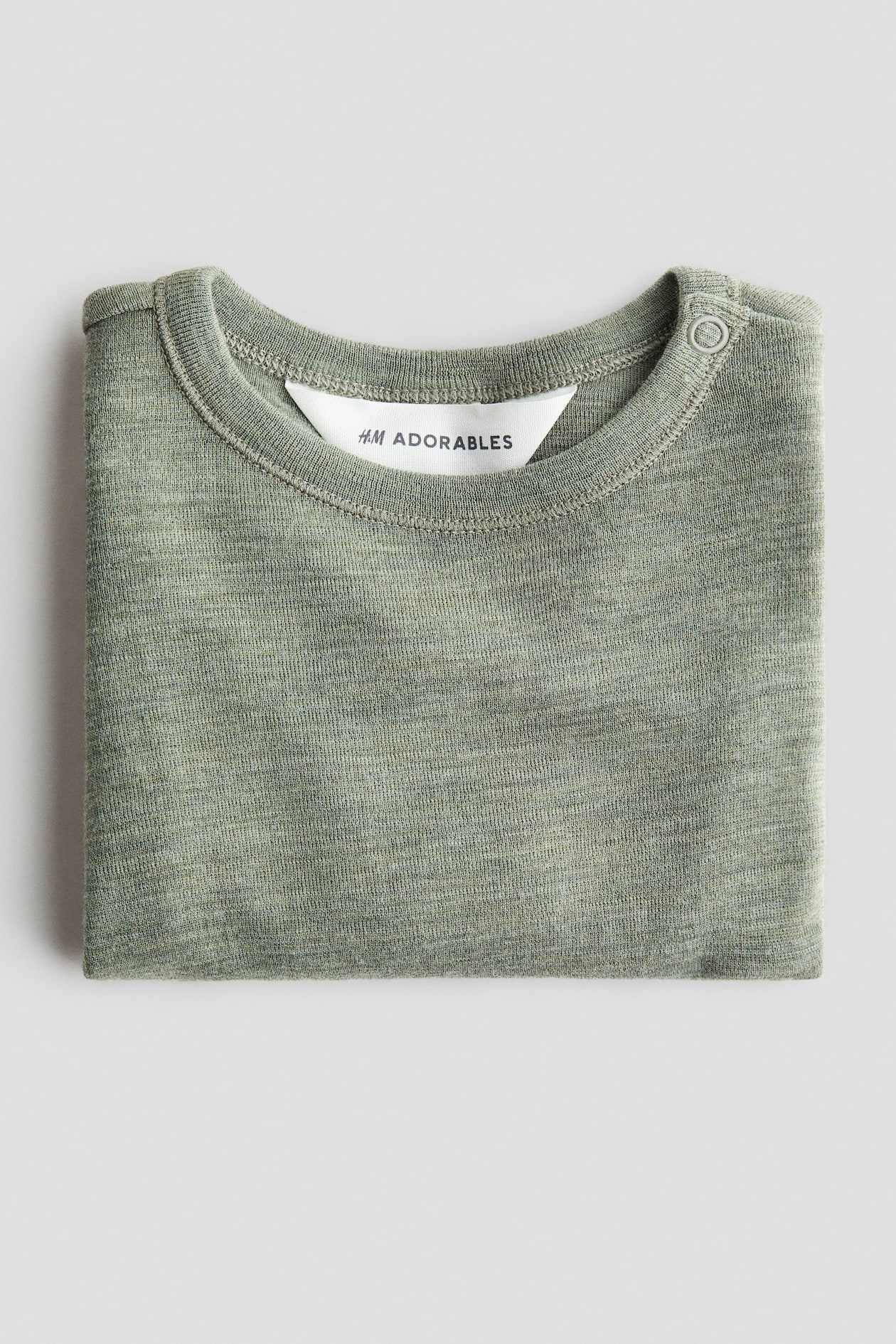 Merino Wool Jersey Shirt - Khaki green - Kids | H&M US