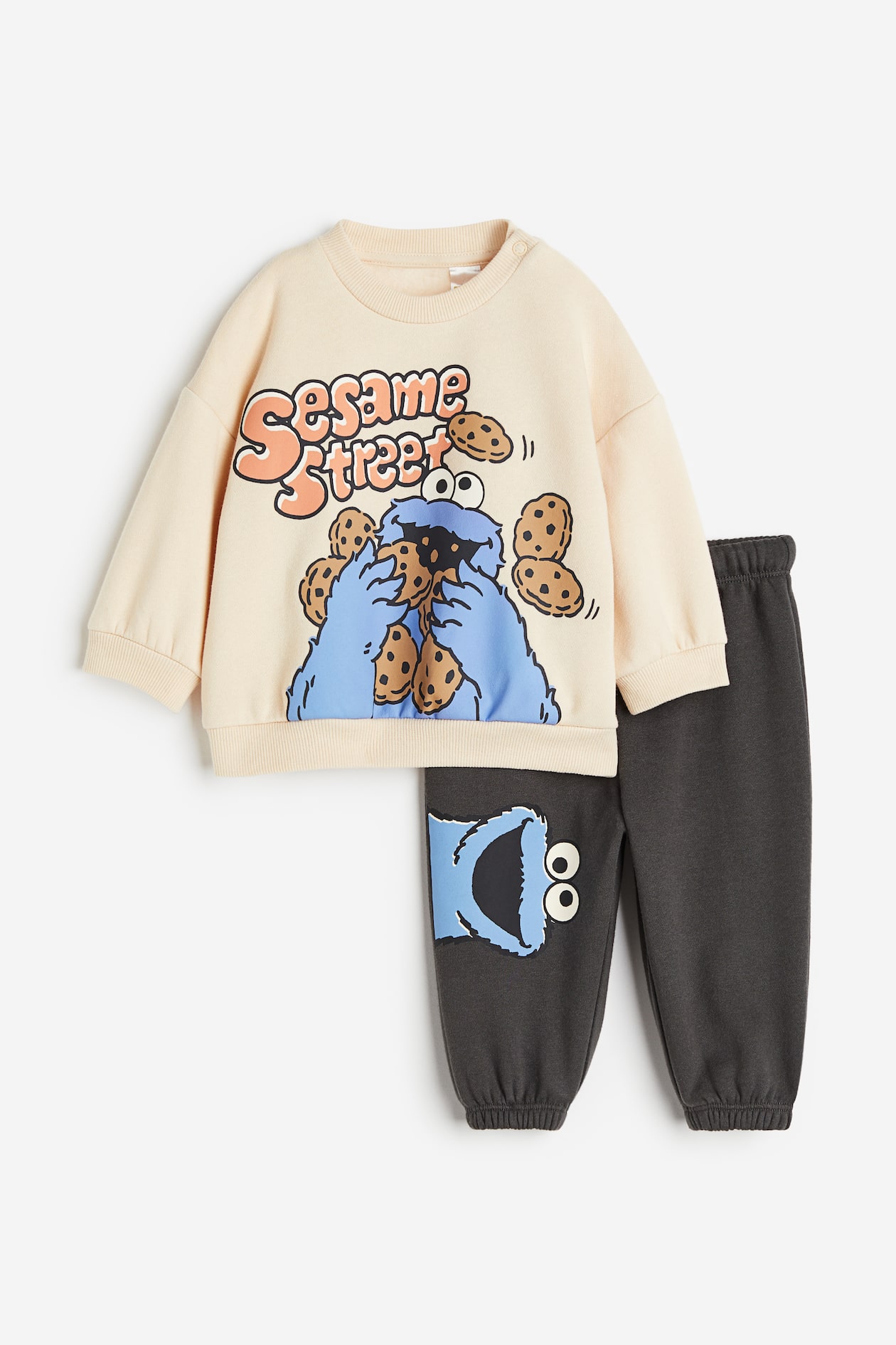 Conjunto de 2 piezas en french terry - Beige claro/Sesame Street - Kids ...