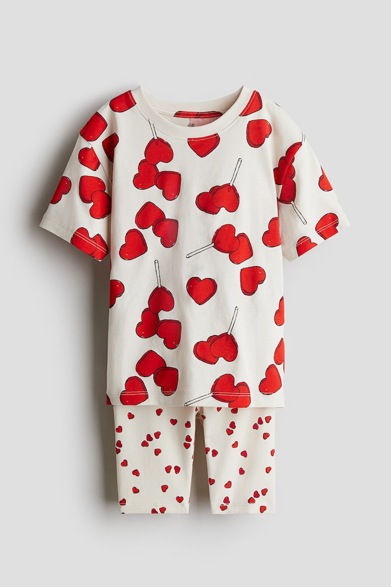 Light beige/hearts 2-piece Printed Set for kids | H&M US