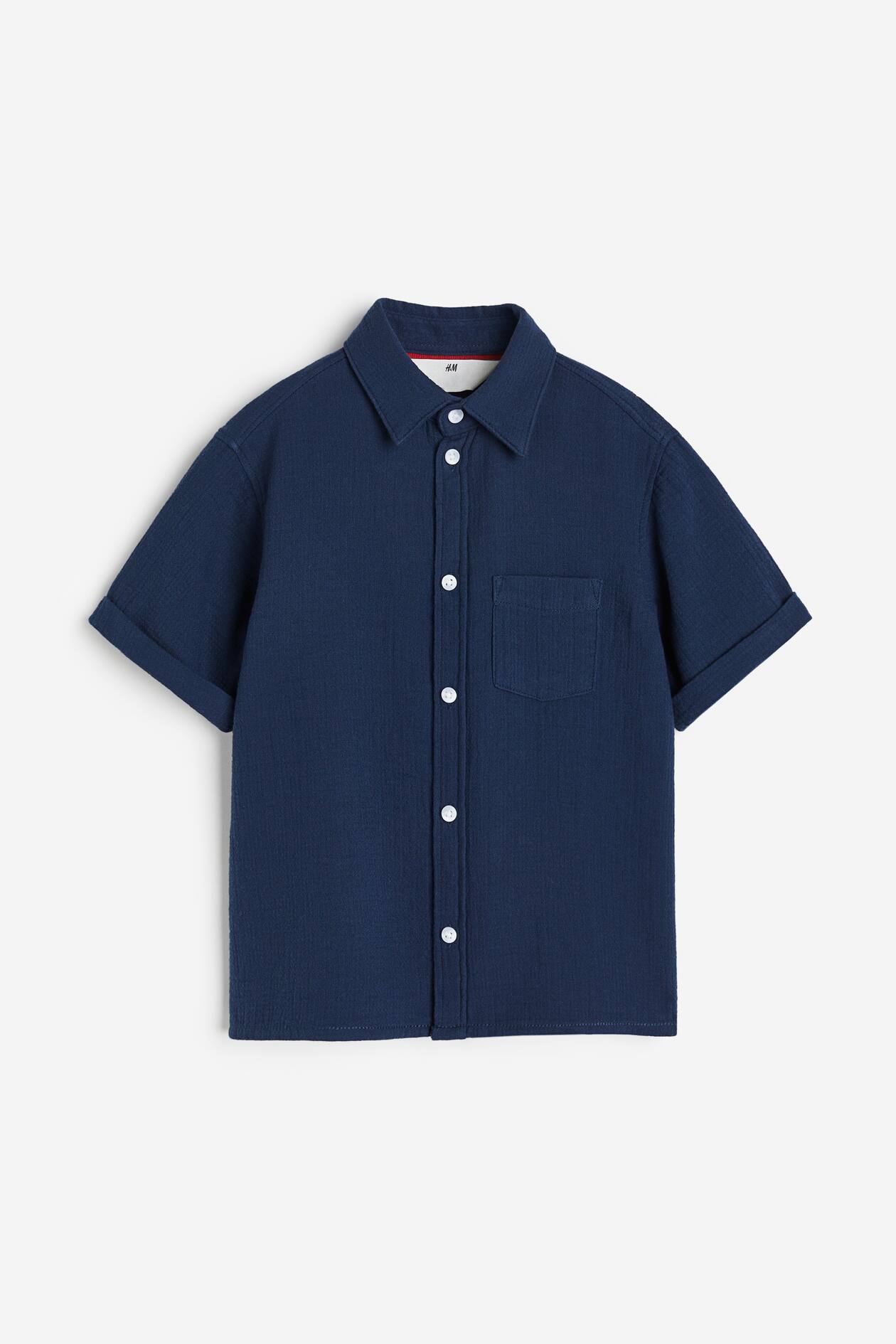 Cotton Shirt - Dark blue - Kids | H&M US