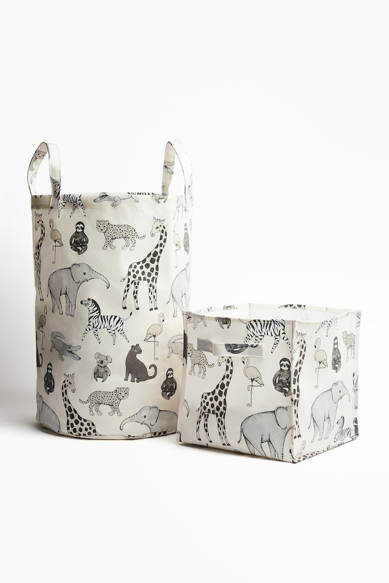 White/animals Printed Storage Basket at H&M Home | H&M US
