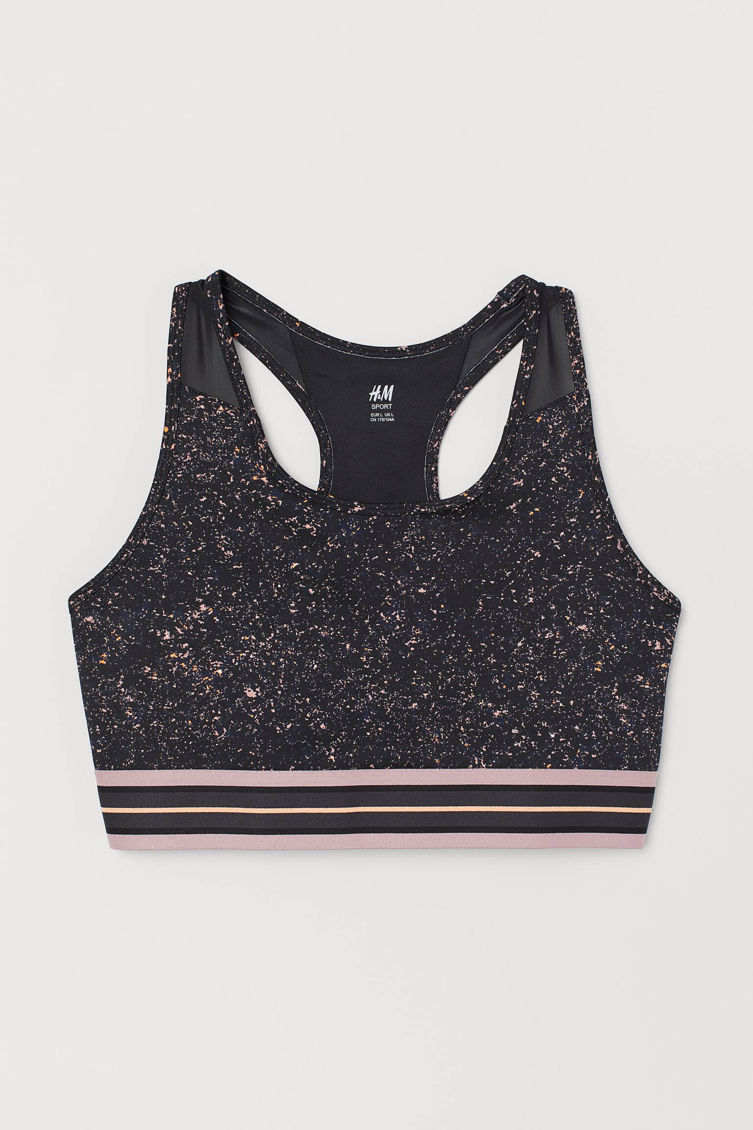 H&M+ Sports bra Medium support - Black/Patterned - Ladies | H&M IE