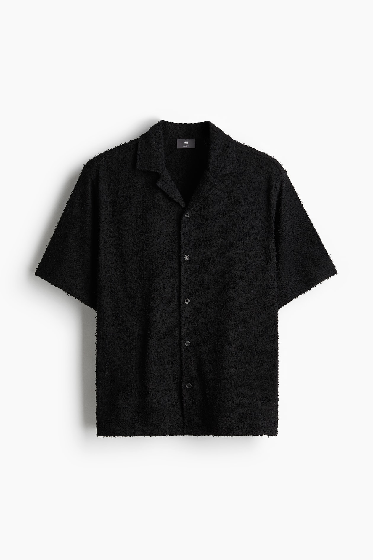 Loose Fit Terry Resort Shirt - Black - Men | H&M US