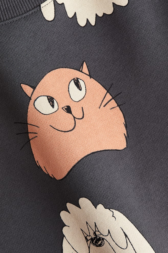 Baumwollsweatshirt mit Print - Dunkelgrau/Katzen - Kids | H&M DE