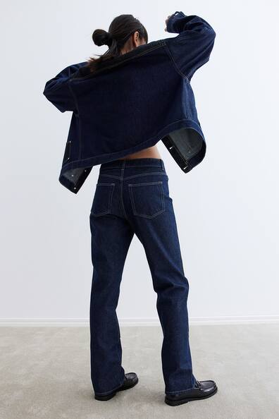 Straight Regular Jeans - Azul denim/Bloques de color - Ladies | H&M MX