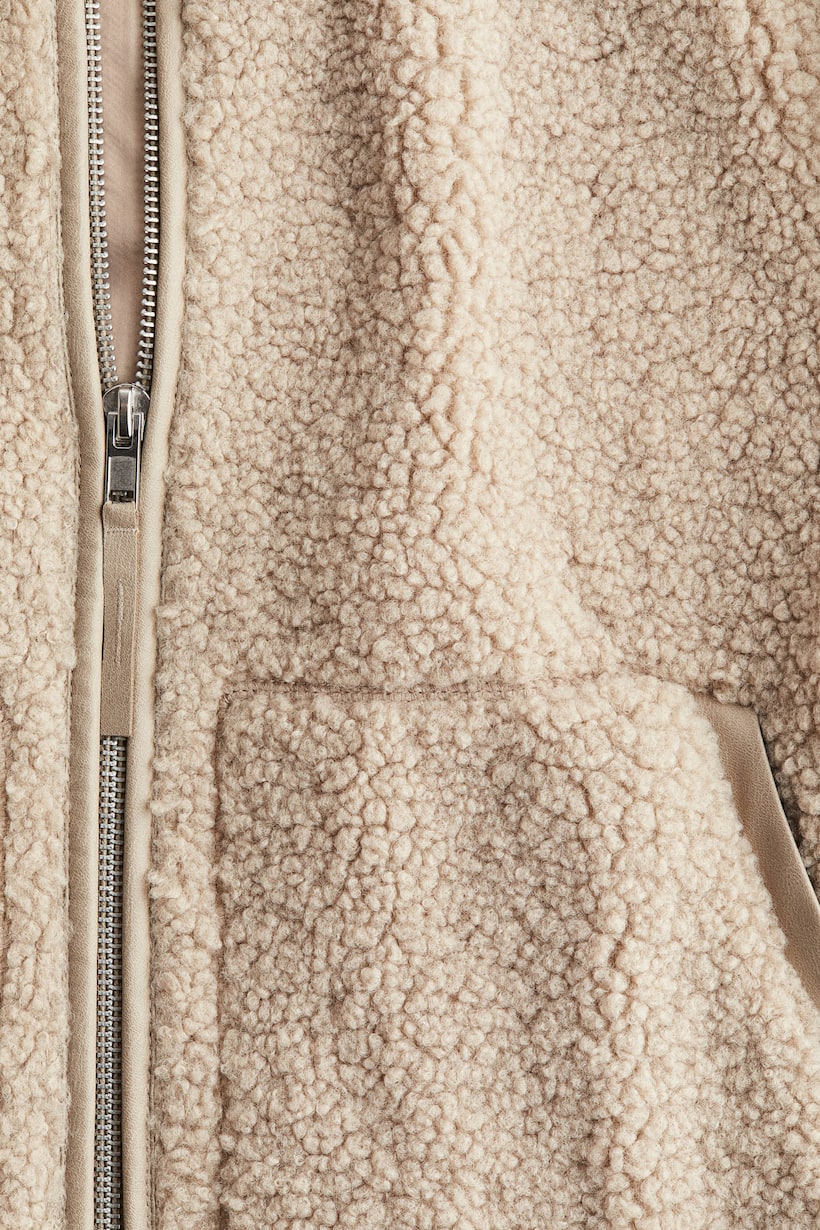 Loose-Fit Teddy Fleece Jacket - Beige - Ladies | H&M US