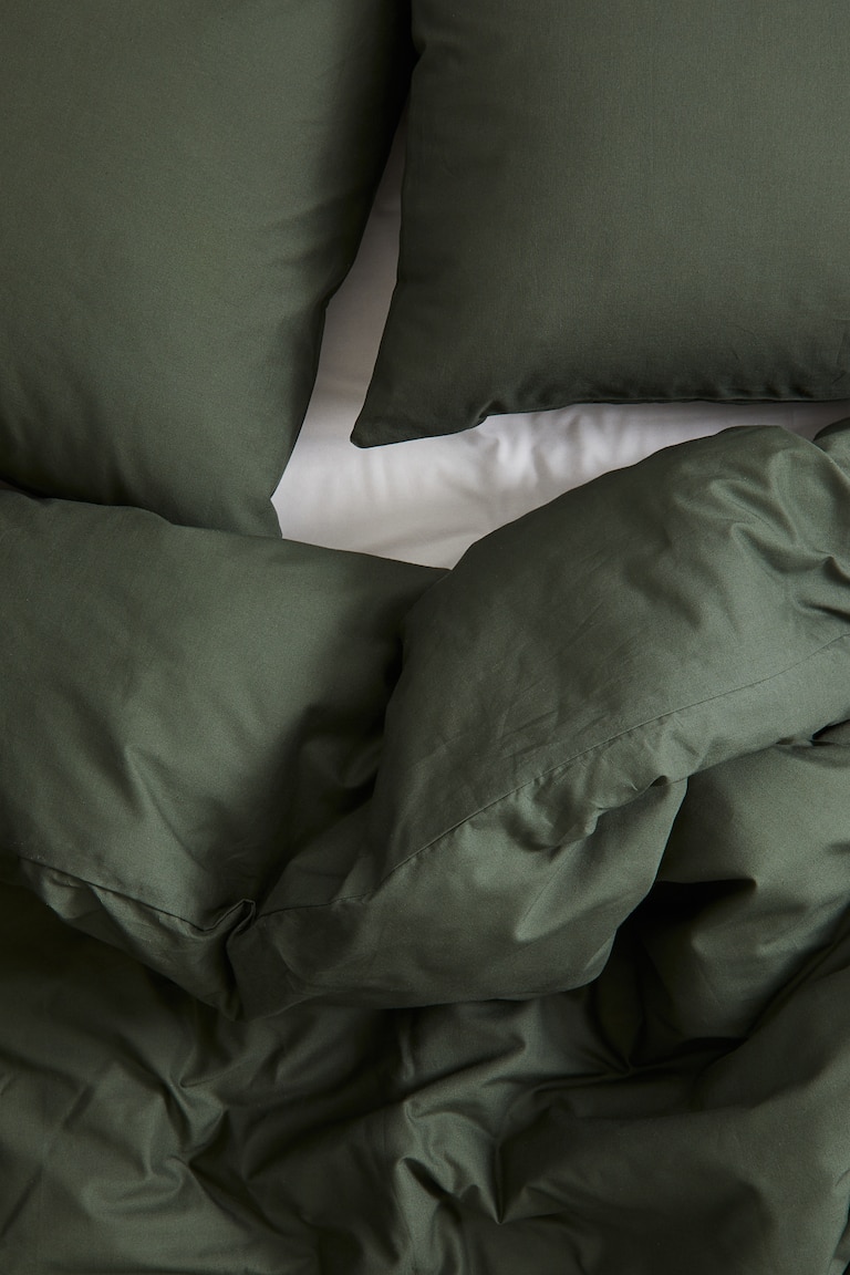 Cotton King/Queen Duvet Cover Set - Dark green - Home All | H&M US