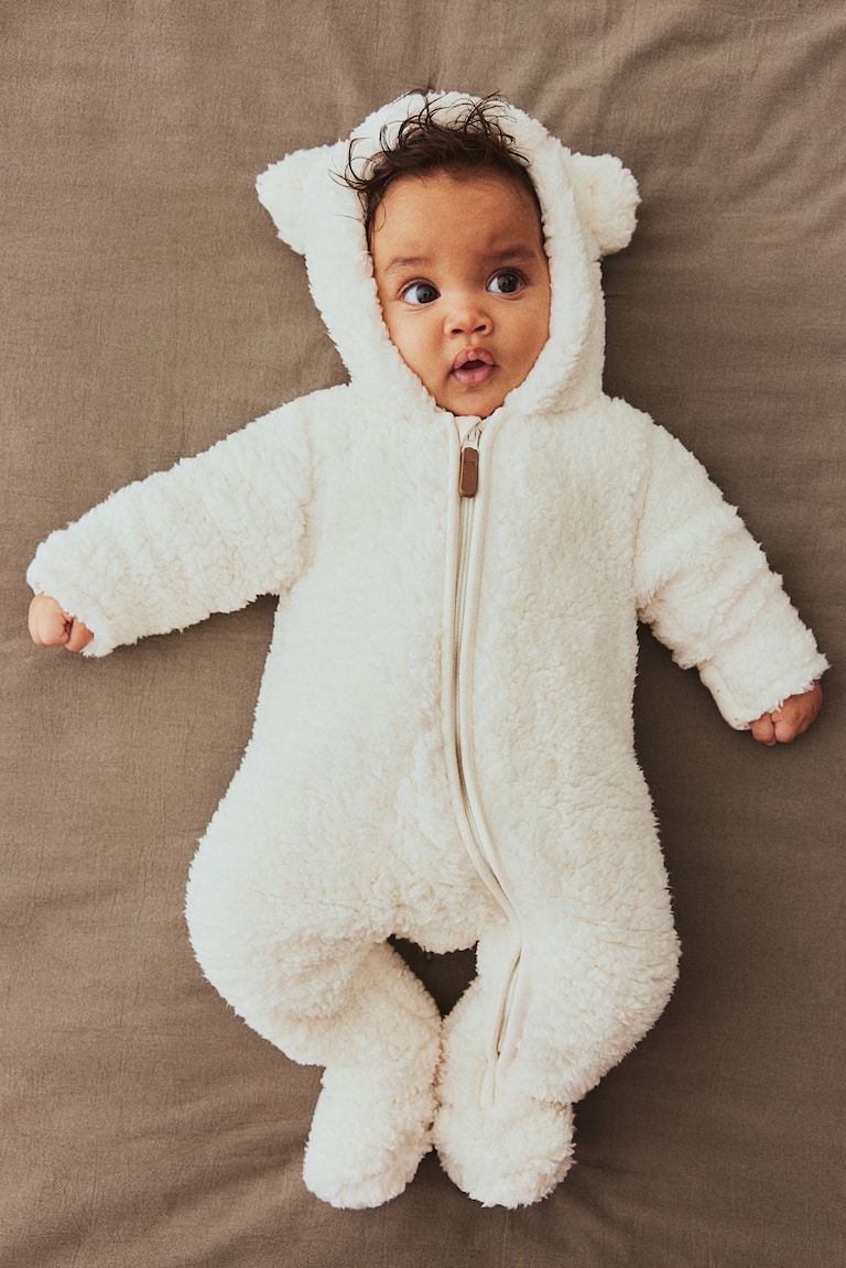 Entero de peluche con orejas - Blanco - Kids | H&M MX