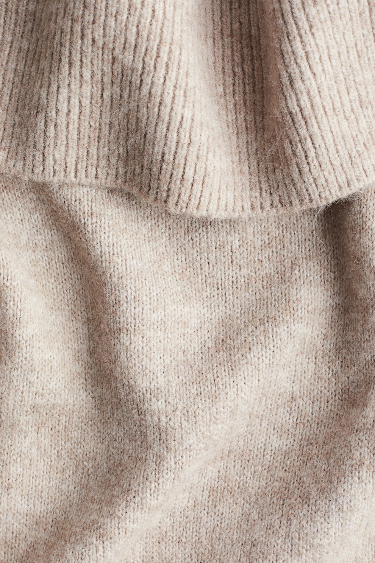 Off-the-shoulder fine-knit dress - Light beige marl - Ladies | H&M GB