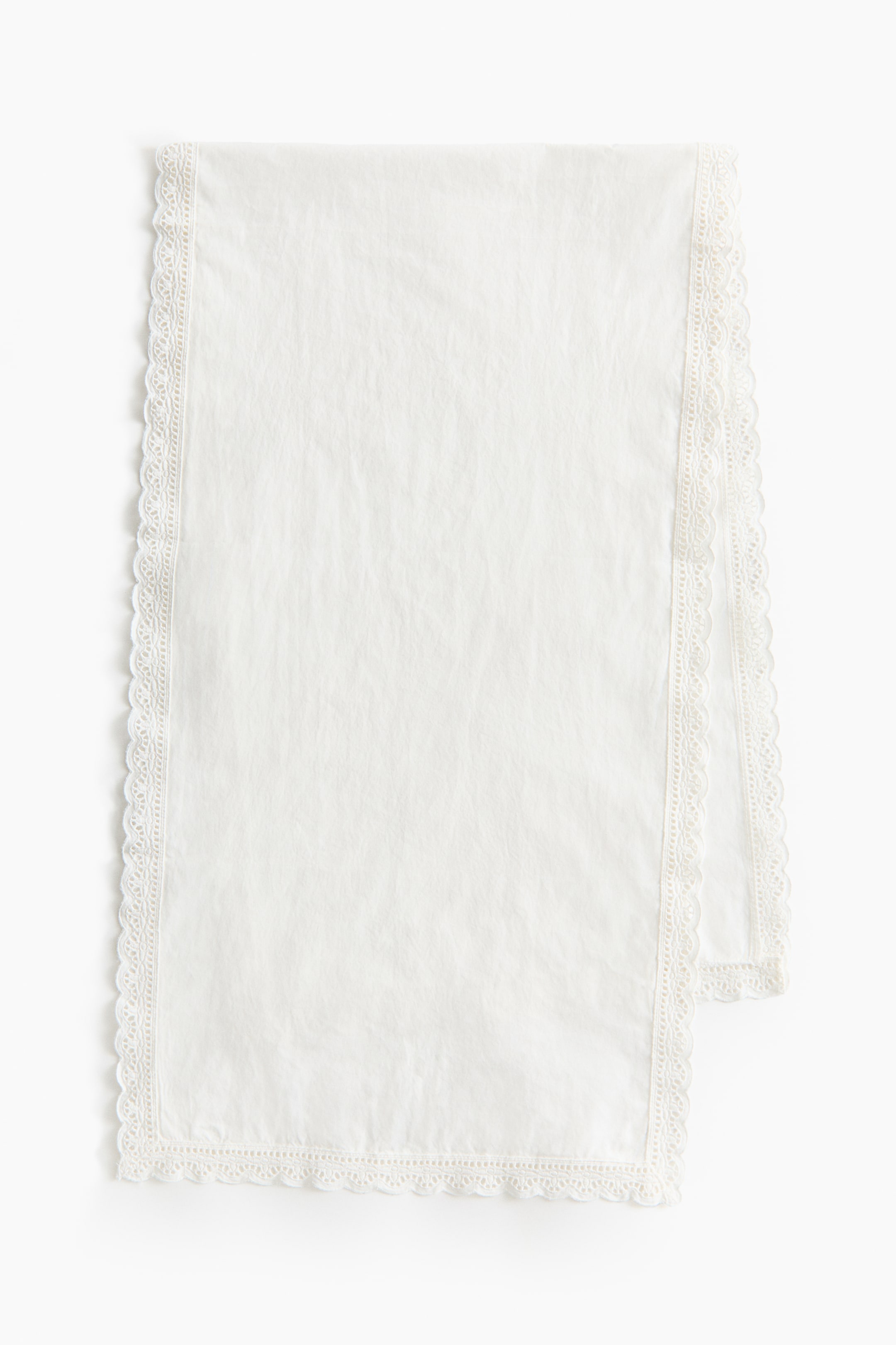White Lace-Trimmed Cotton Table Runner at H&M Home | H&M CA