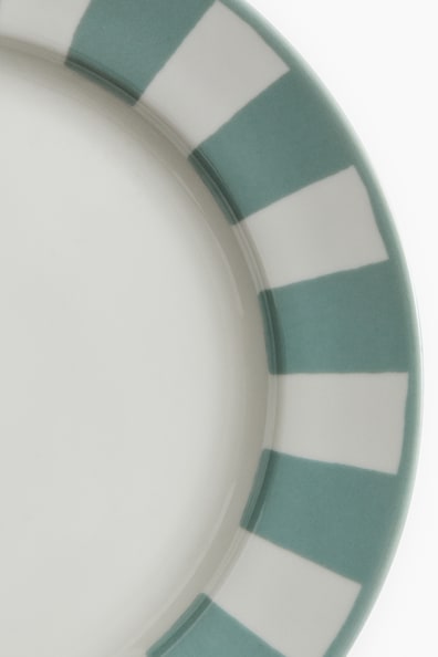 Medium-Sized Porcelain Plate - Light turquoise/striped - Home All | H&M US