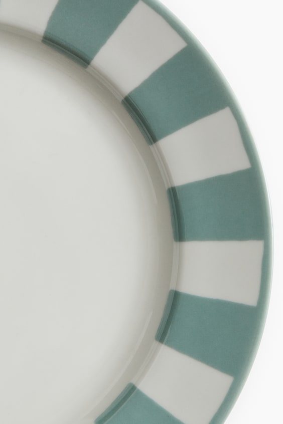Medium-Sized Porcelain Plate - Light turquoise/striped - Home All | H&M US