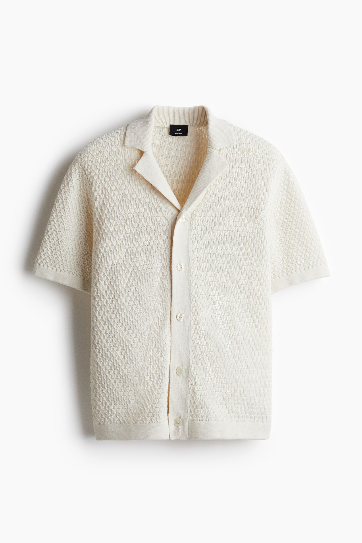 Regular-Fit Textured-Knit Resort Shirt - White - Men | H&M PH