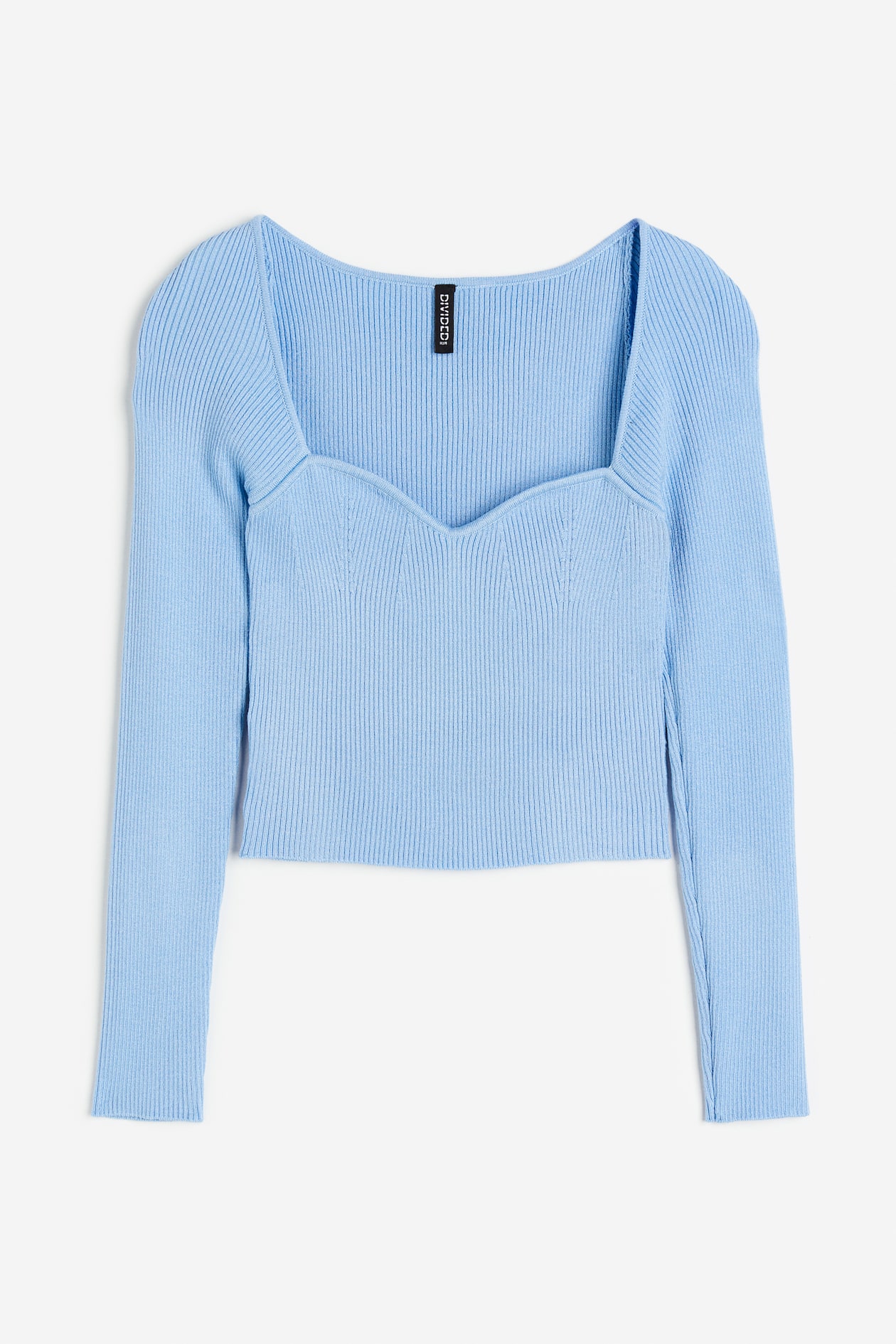 Women's Light blue Bustier-look rib-knit top | H&M MY