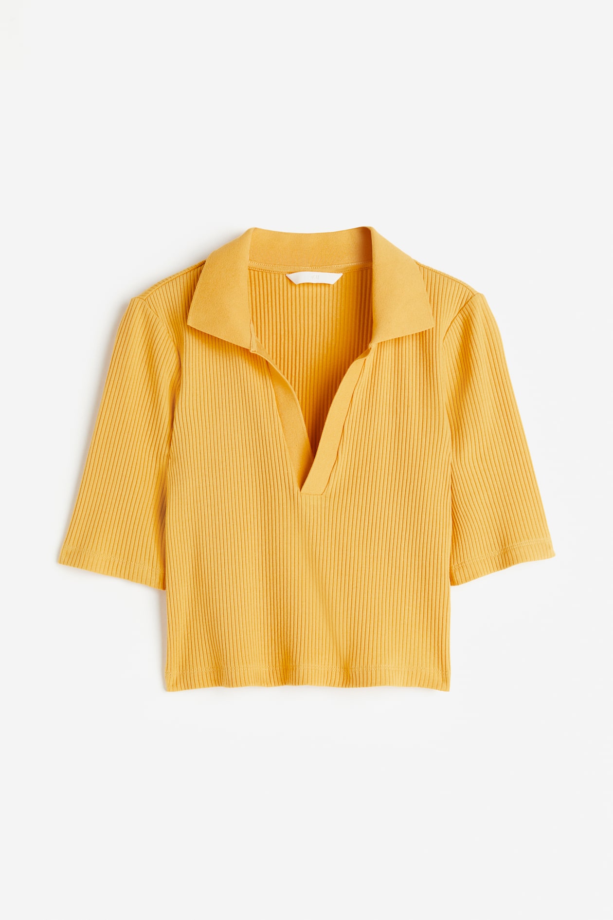 Ribbed collared top - Yellow - Ladies | H&M PH
