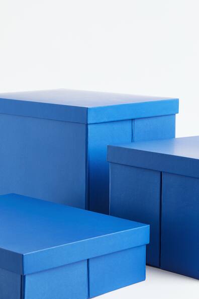 Lidded shallow storage box - Blue - Home All | H&M GB