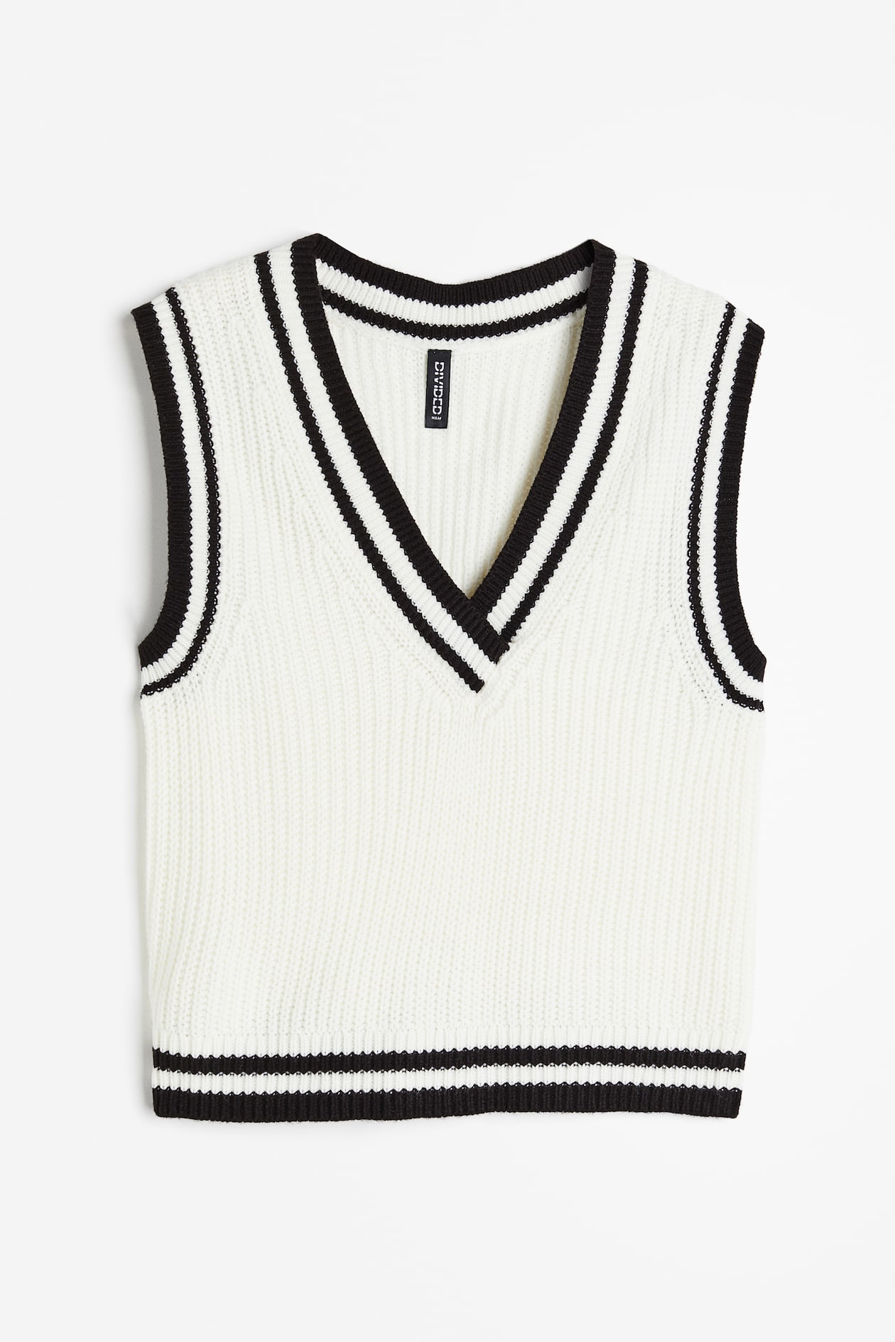 Women's White/black Rib-knit Sweater Vest | H&M CA