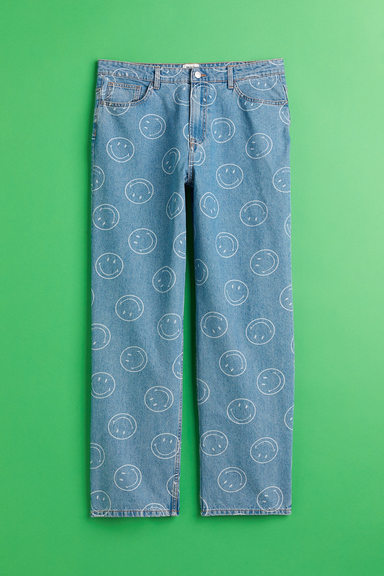 H&M+ Wide High Jeans - Light denim blue/Smiley® - Ladies | H&M US