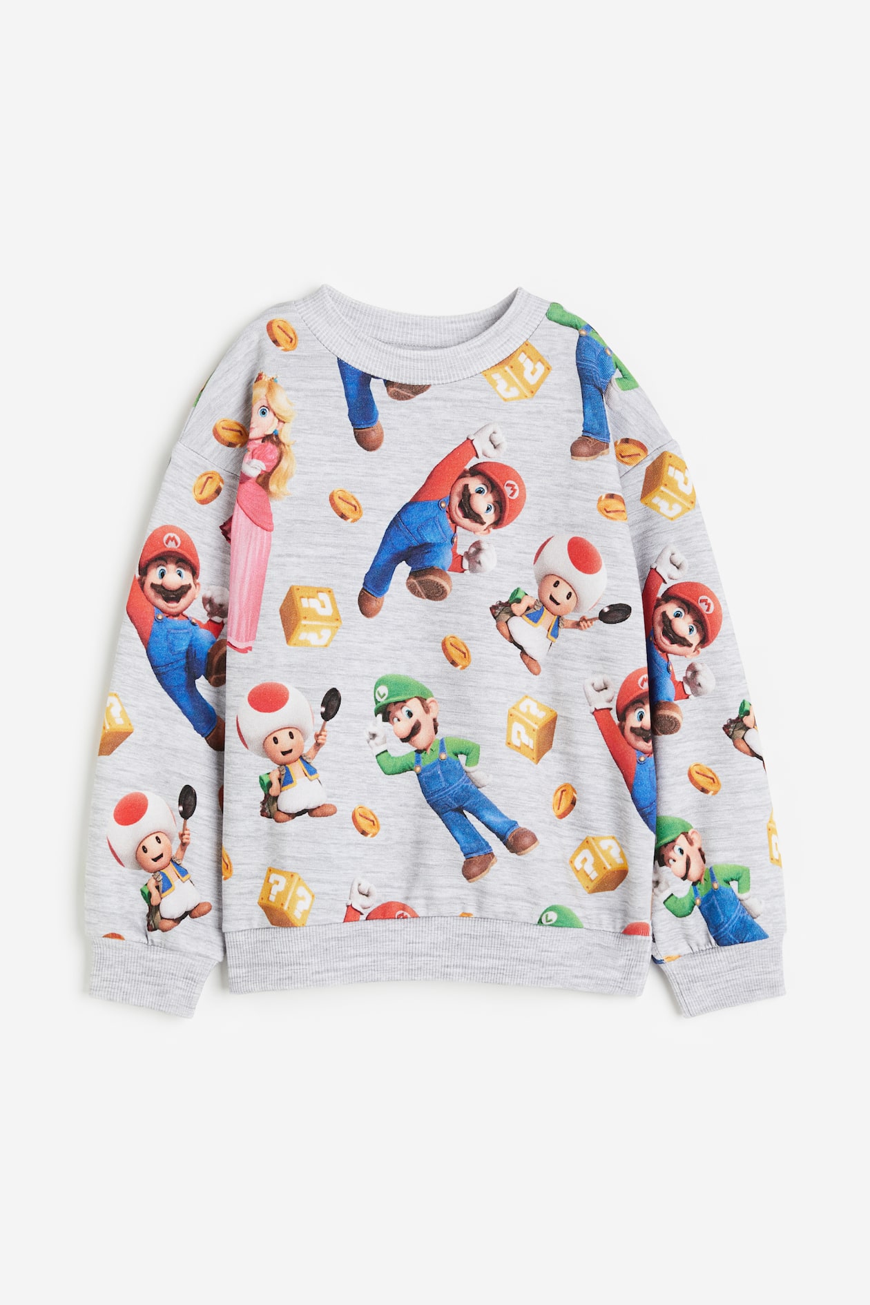 Oversized printed sweatshirt - Grey/Super Mario Bros. Movie - Kids | H&M GB
