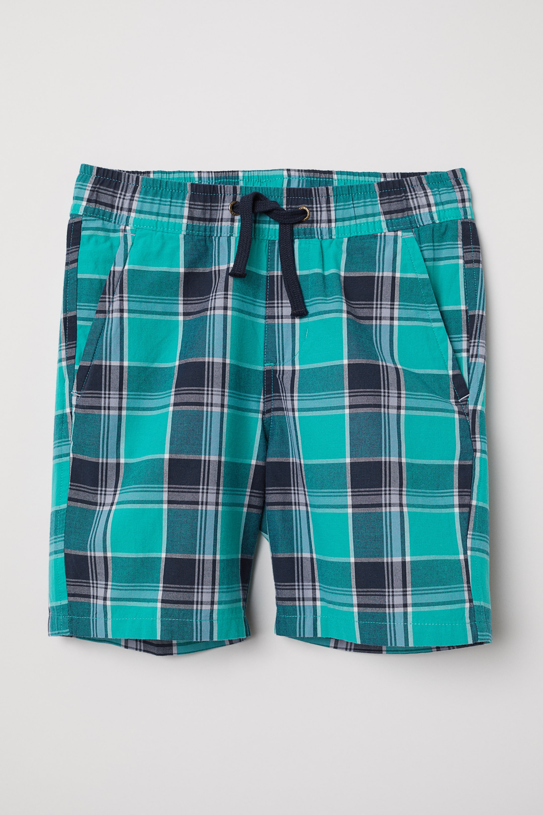 Woven shorts - Green/Checked - Kids | H&M GB