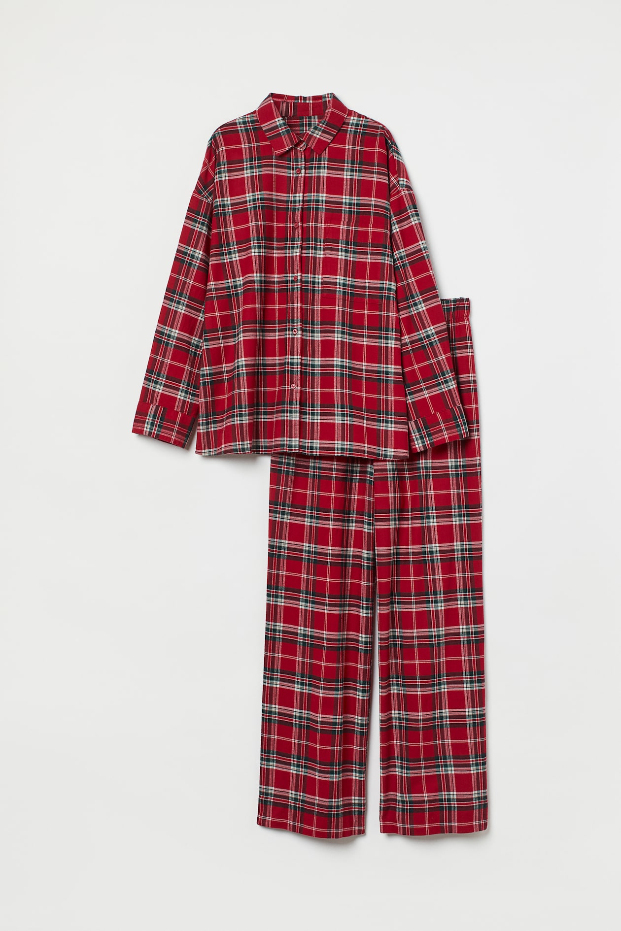 Checked pyjamas - Long sleeve - Long - Red/Checked - Ladies | H&M GB