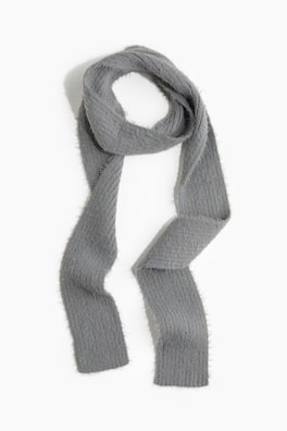 Women's Gray Fluffy-Knit Scarf | H&M US