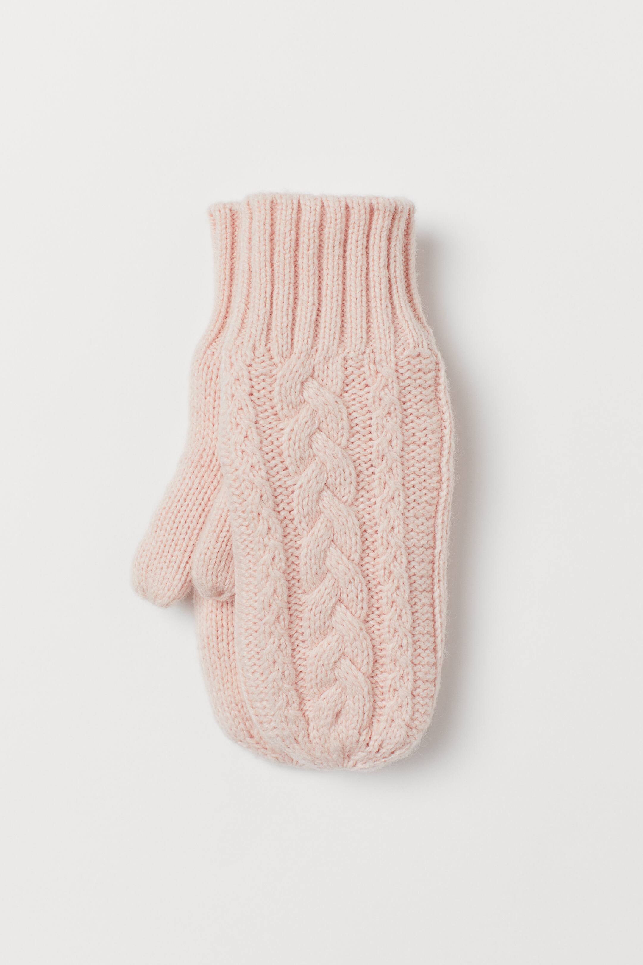 Cable-knit mittens - Light pink - Kids | H&M GB