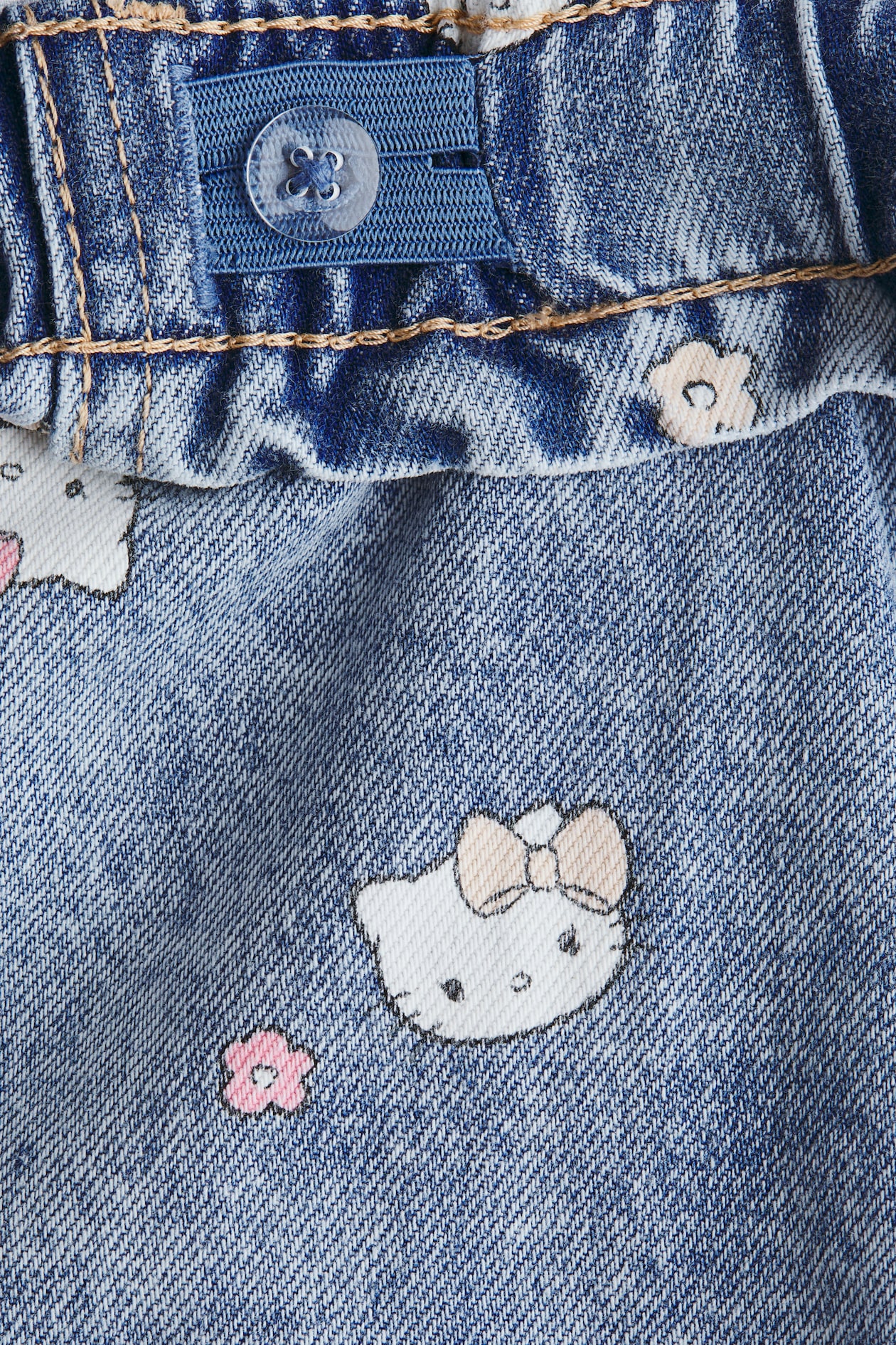 Denim blue/Hello Kitty Motif-detail wide leg jeans for kids | H&M MY