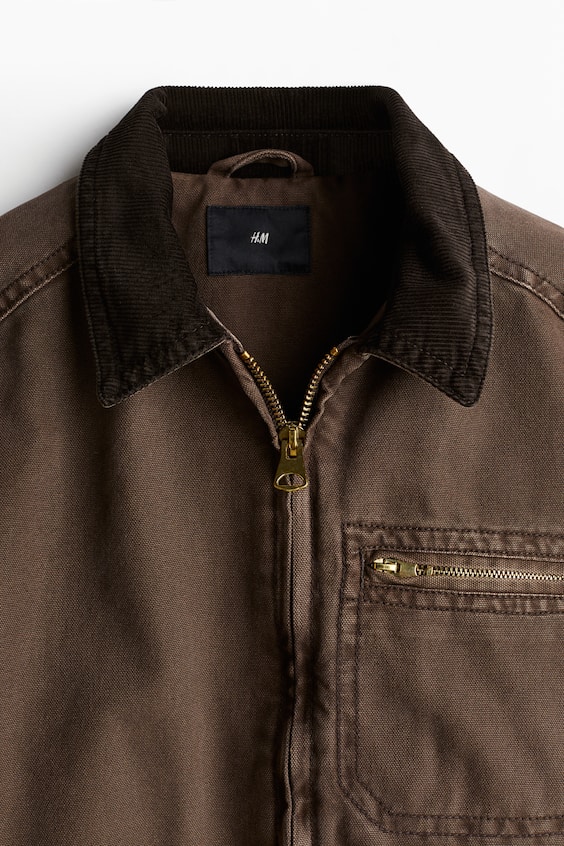 Regular Fit Denim Jacket with Corduroy Collar - Brown - Men | H&M US