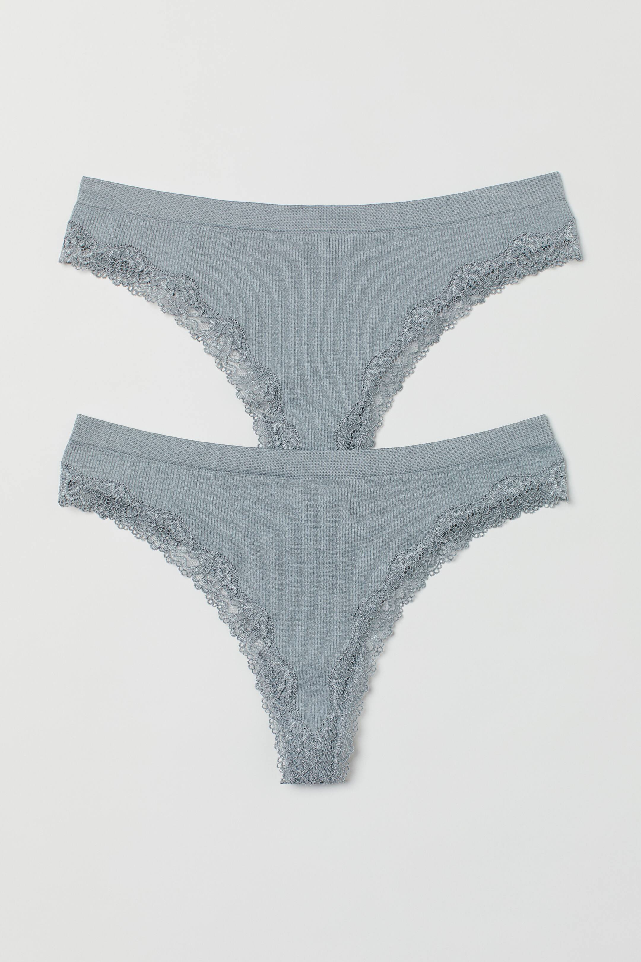 2-pack Brazilian briefs - Regular waist - Dusky blue - Ladies | H&M IE