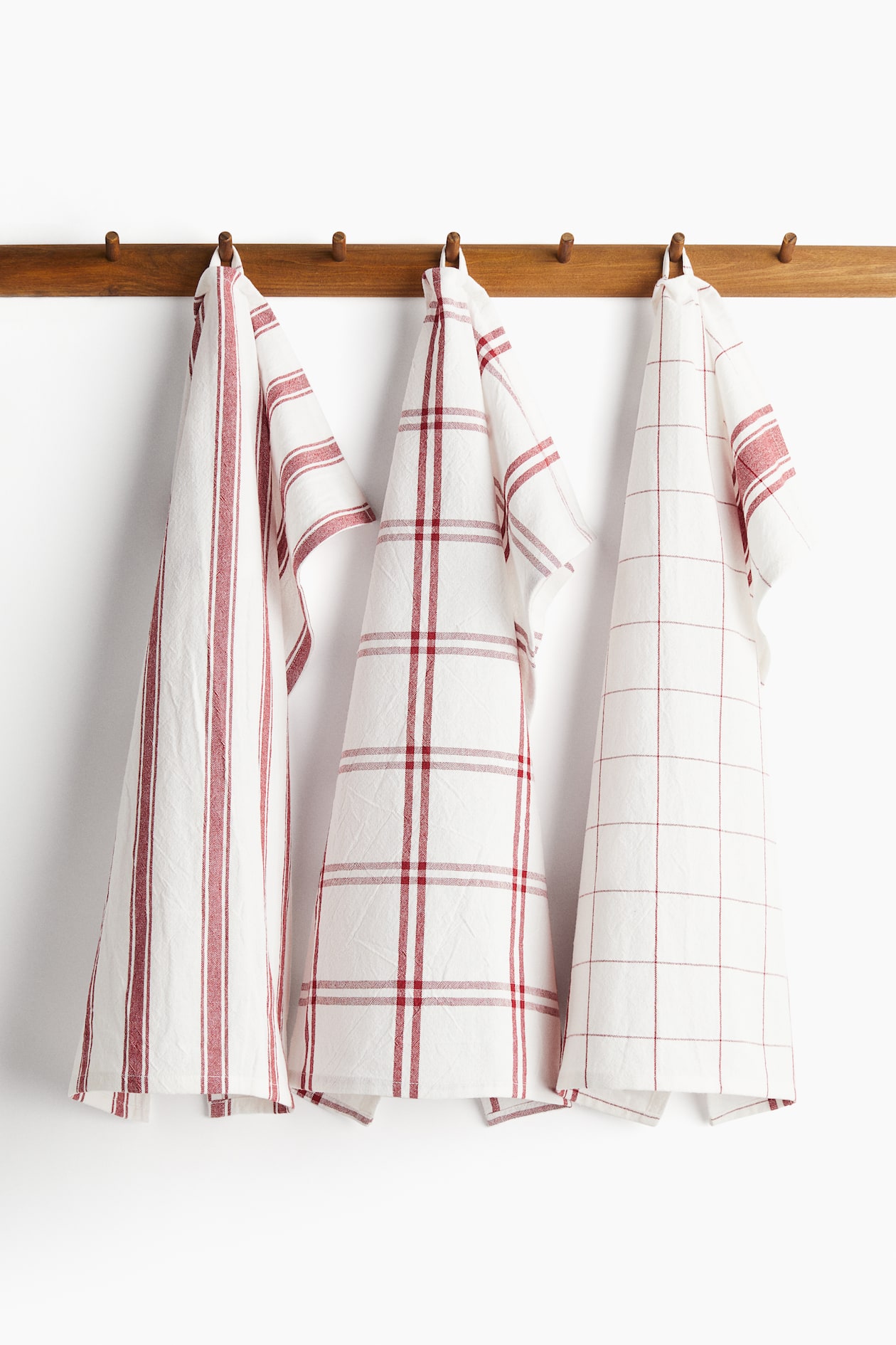 3-pack Cotton Tea Towels - White/red - Home All | H&M US