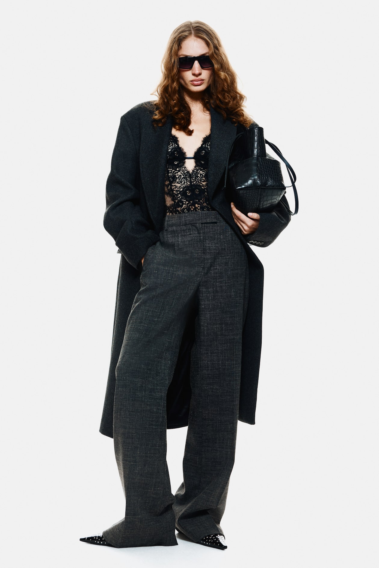 Pantalón bootcut en mezcla de lana - Gris oscuro - Ladies | H&M MX