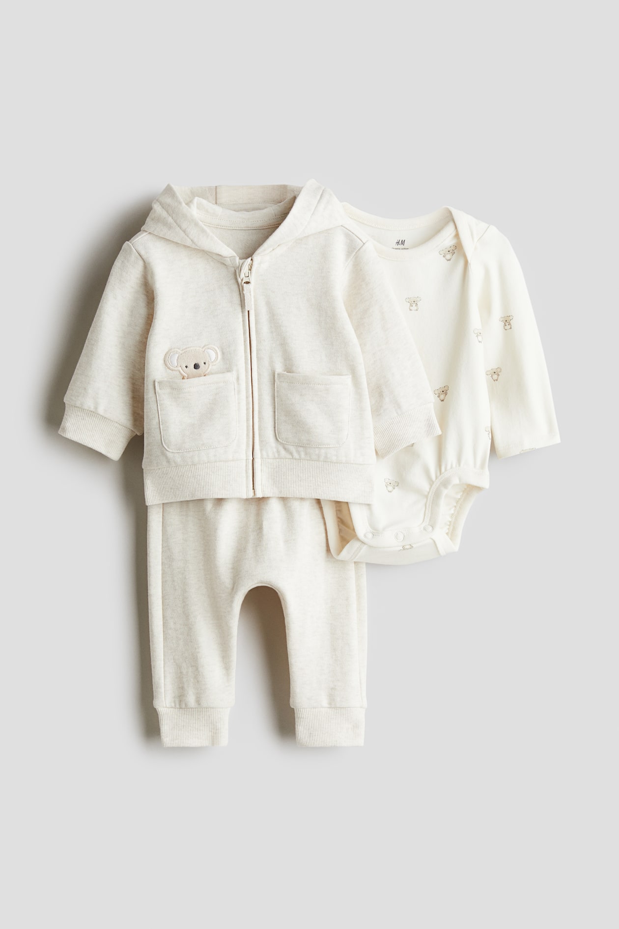 Light beige/koalas 3-piece Cotton Set for kids | H&M US