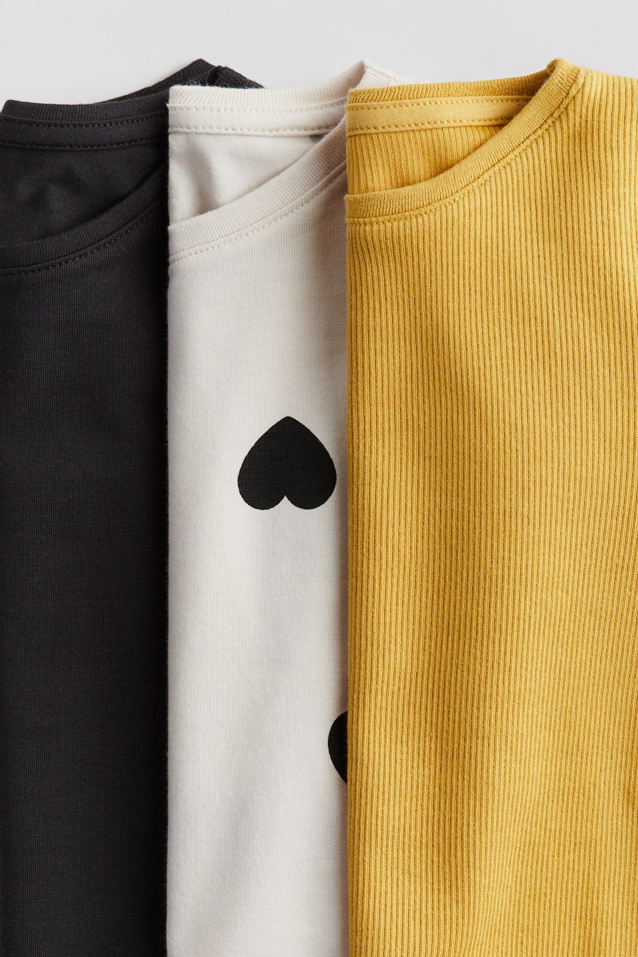 3-pack Long-sleeved Tops - Yellow/patterned - Kids | H&M US