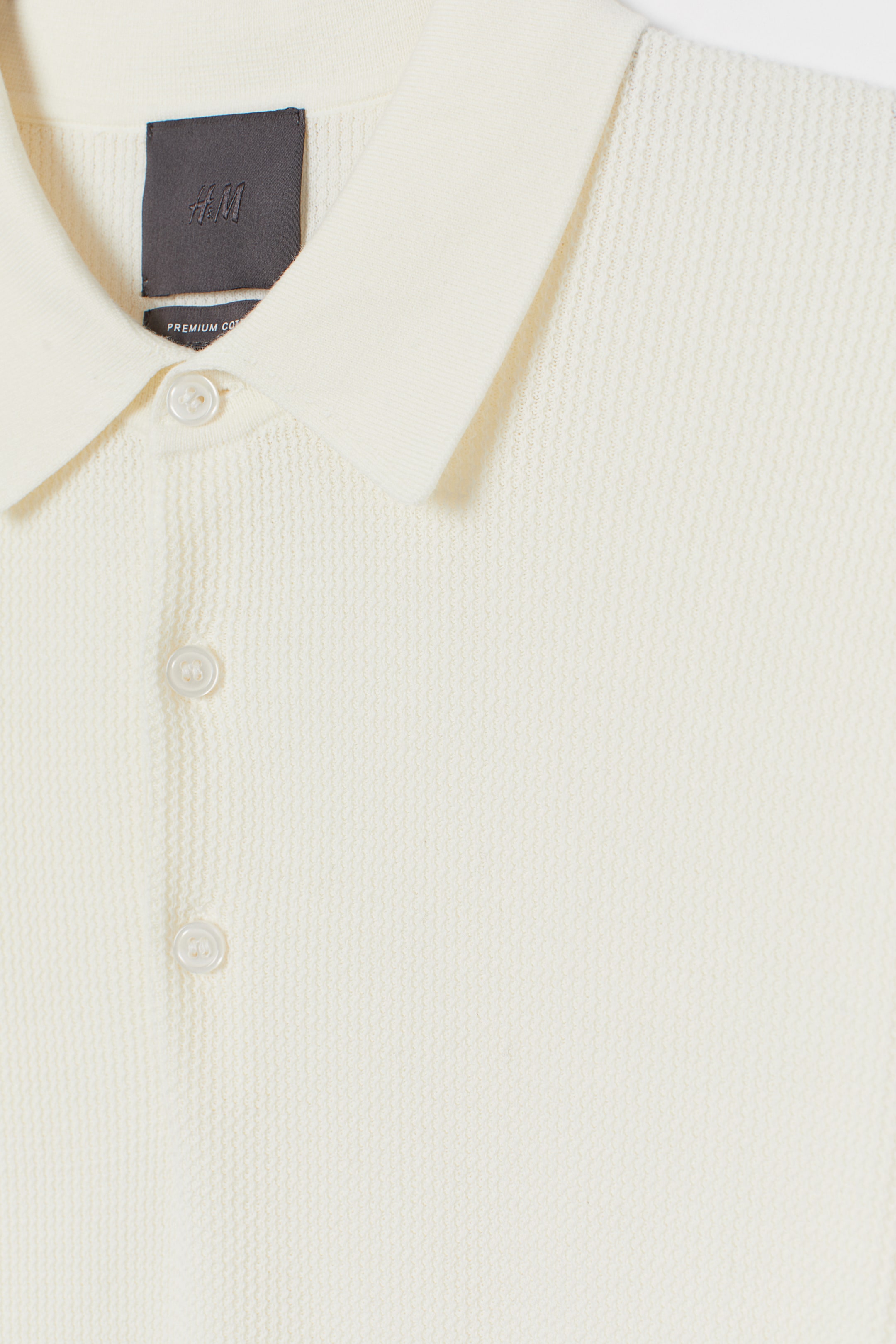 Premium cotton polo shirt - Natural white - Men | H&M HK