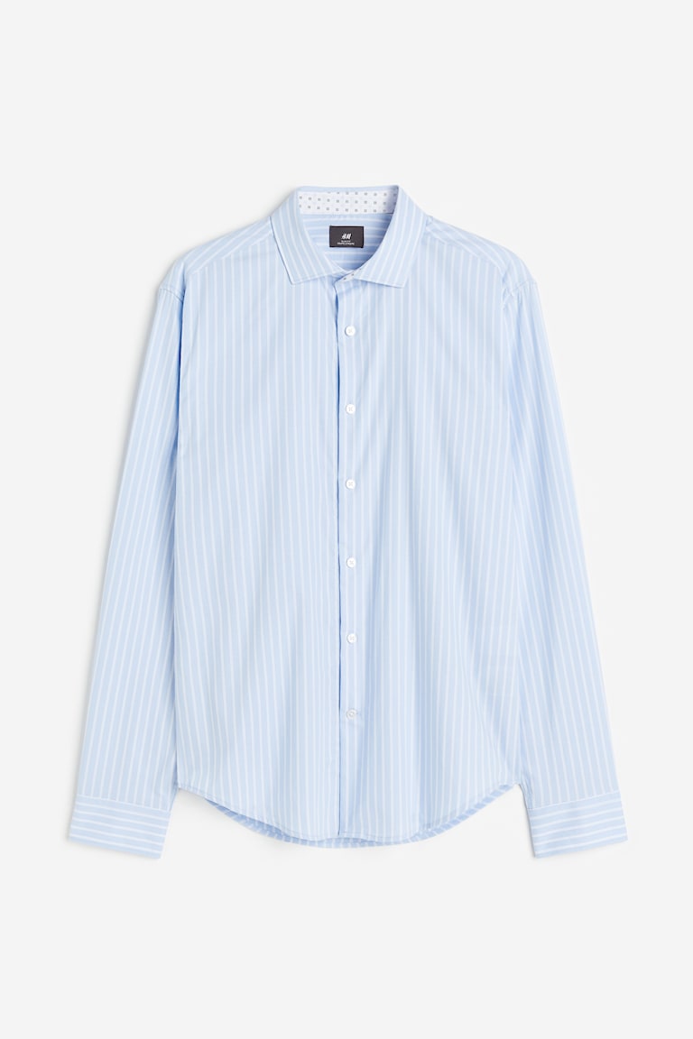 Men’s Light blue/Striped Slim Fit Premium cotton shirt | H&M IN