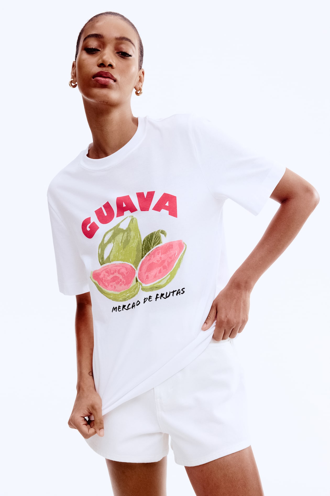 Women's White/Guava Printed T-Shirt | H&M US
