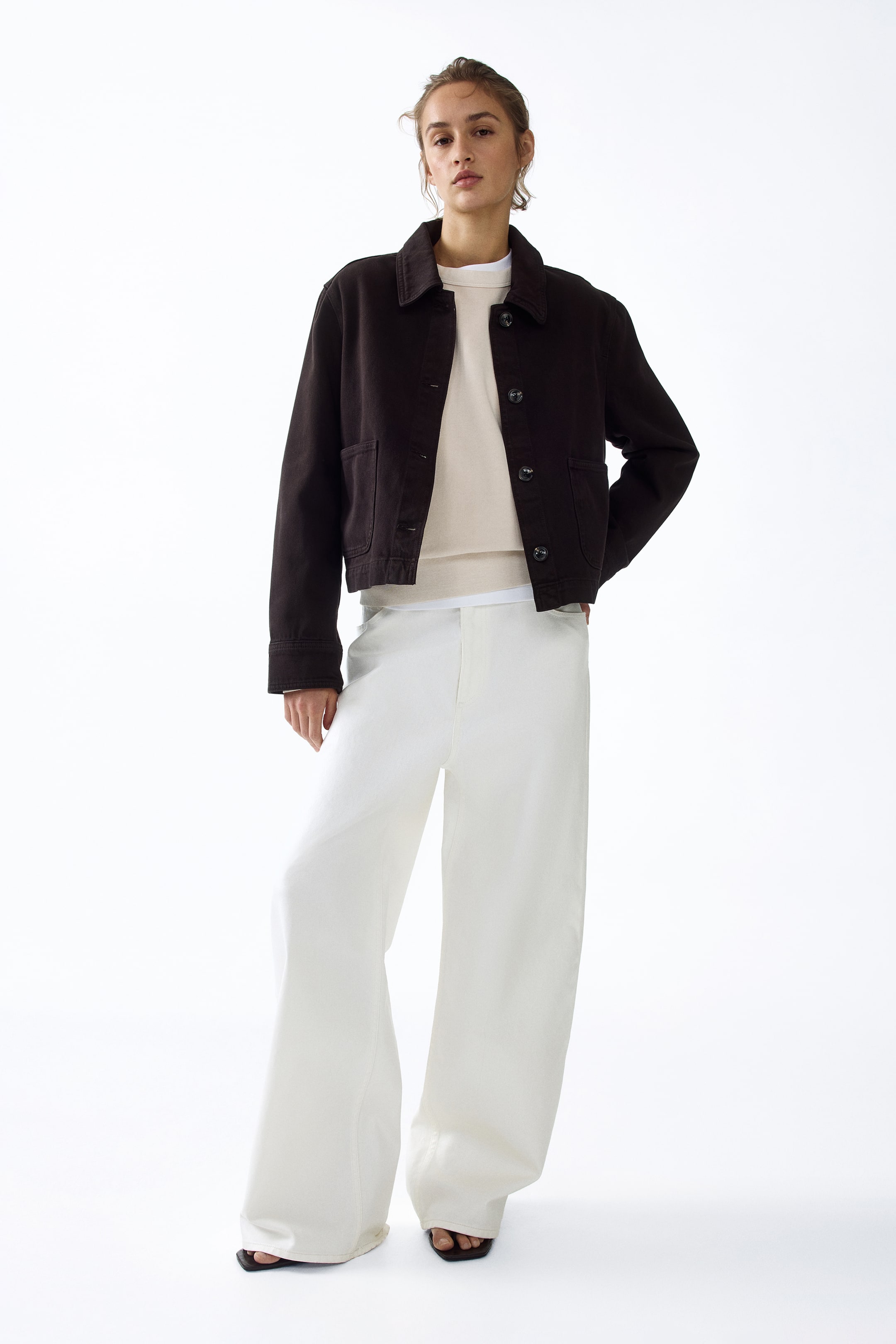 Women's Dark brown Cotton twill shacket | H&M GB