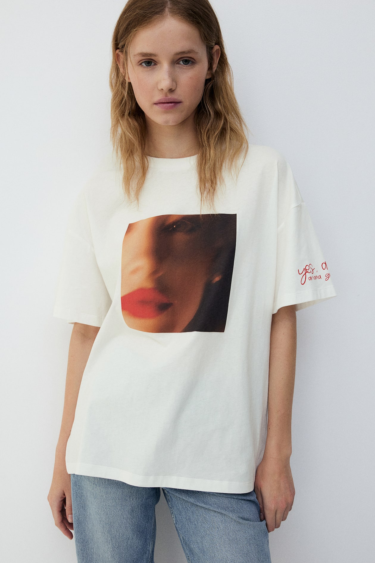 Oversized Printed T-Shirt - White/Ariana Grande - Ladies | H&M US