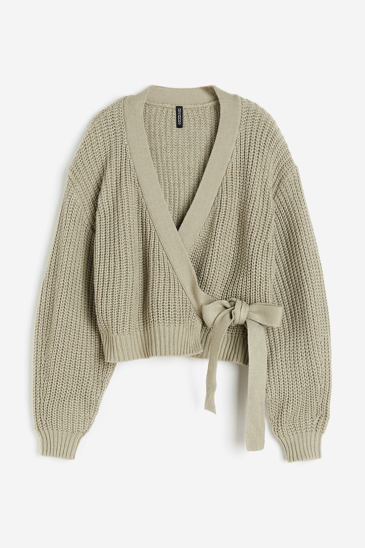 Women's Light khaki green Rib-knit wrap cardigan | H&M GB