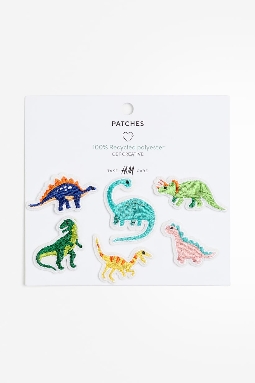 6-pack Mini Iron-on Patches - Green/dinosaurs - Kids | H&M US