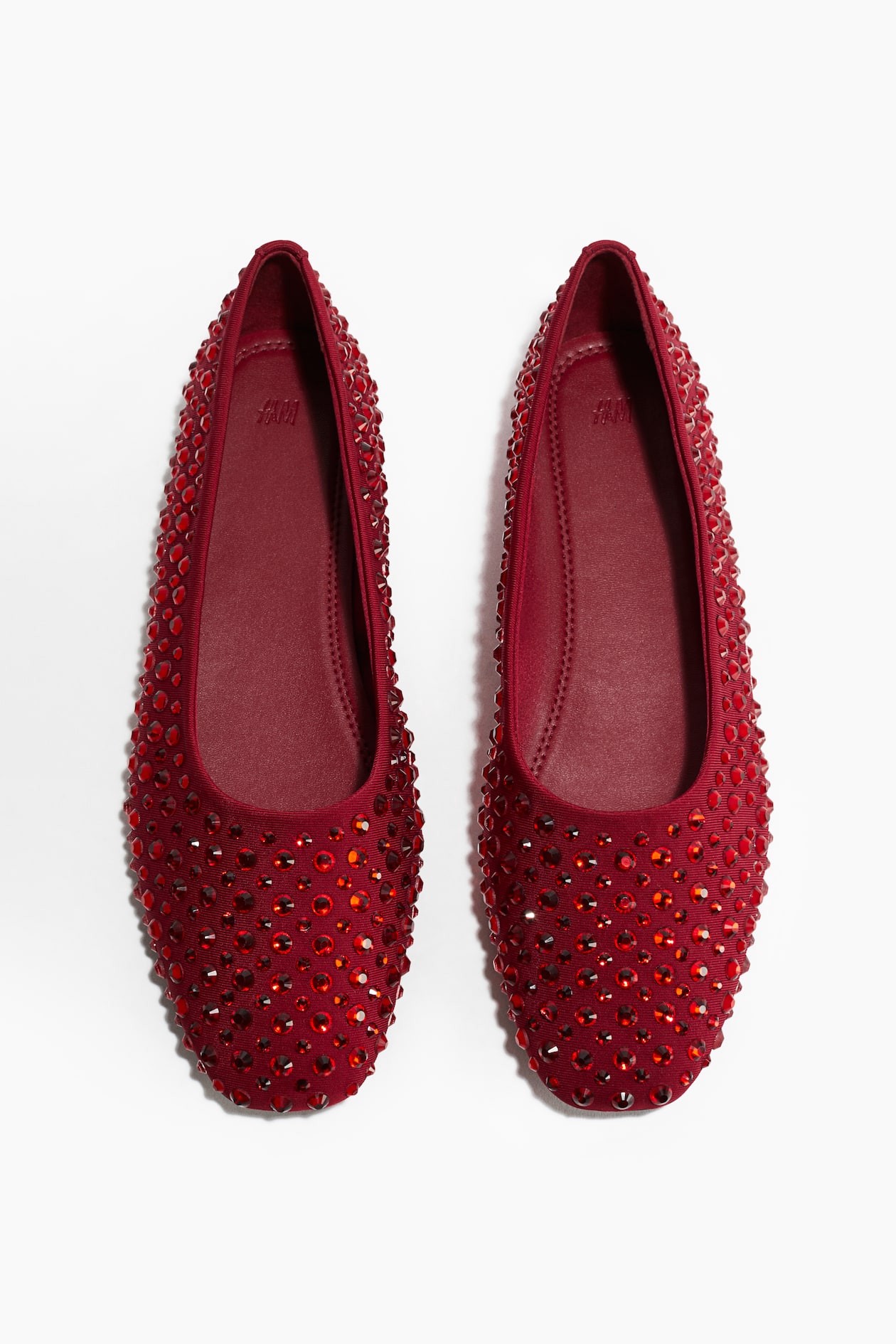 Women's Red Embellished ballet pumps | H&M GB