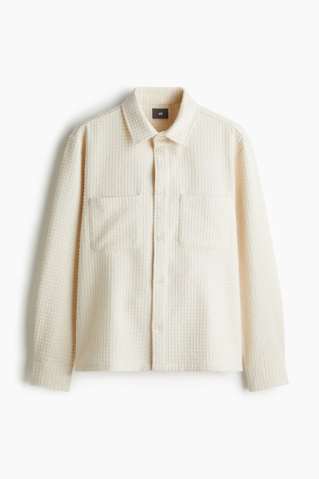 Loose Fit Waffled overshirt - Cream - Men | H&M IN