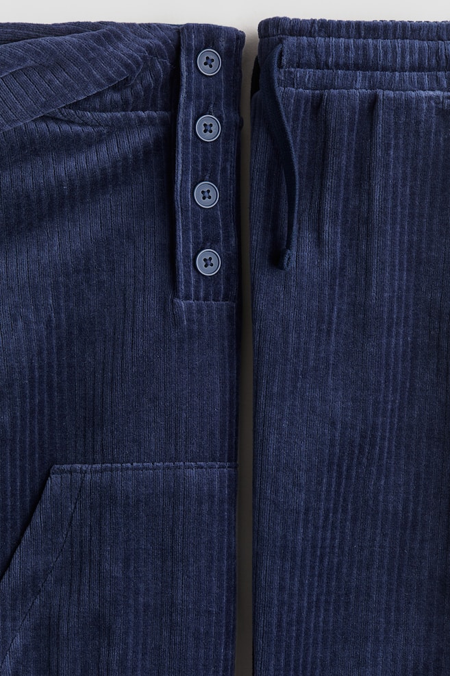 2-piece Ribbed Velour Set - Navy blue - Kids | H&M US