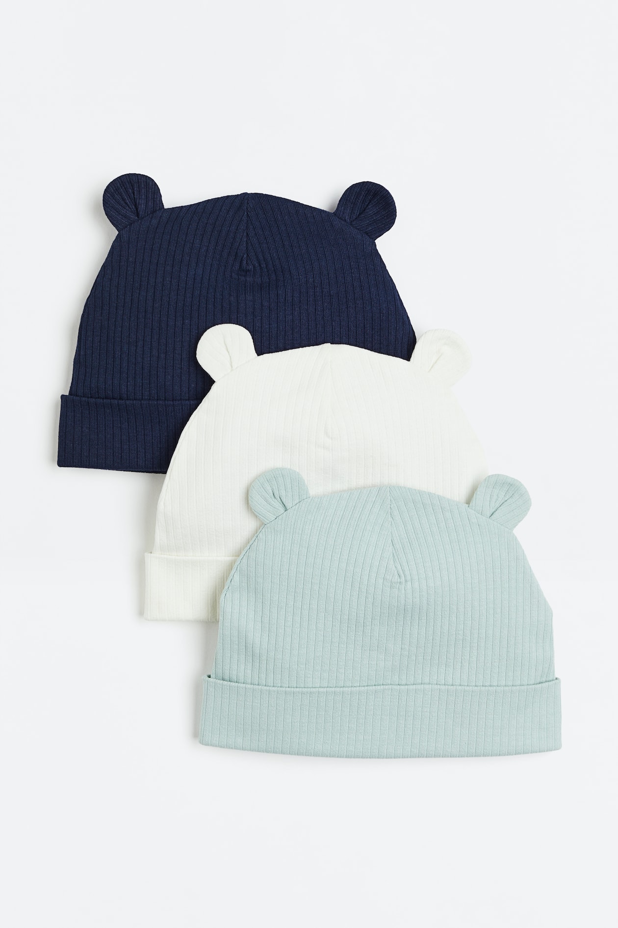 3-pack ribbed jersey hats - Light green/Dark blue - Cotton - Kids | H&M IE